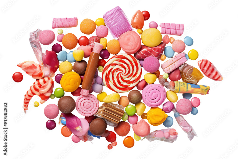 Candies top view on transparent background. Themes related to candies ...