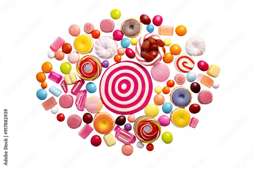Candies top view on transparent background. Themes related to candies ...
