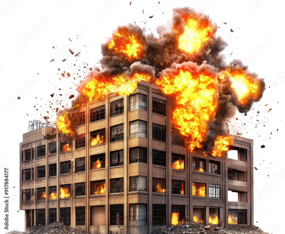 building explosion isolated on transparent background Stock Photo ...