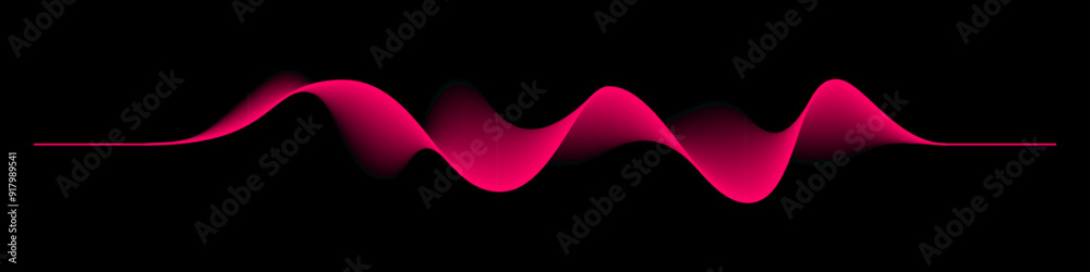Abstract sound rhythm wave vector illustration. Pink red flowing ...