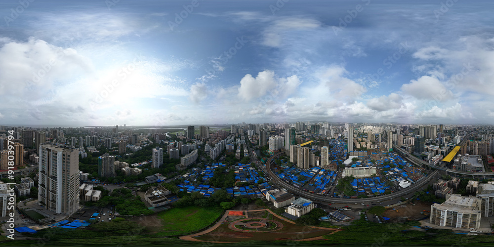 Mumbai Skyline v7 8K 360 degree, equirectangular projection ...