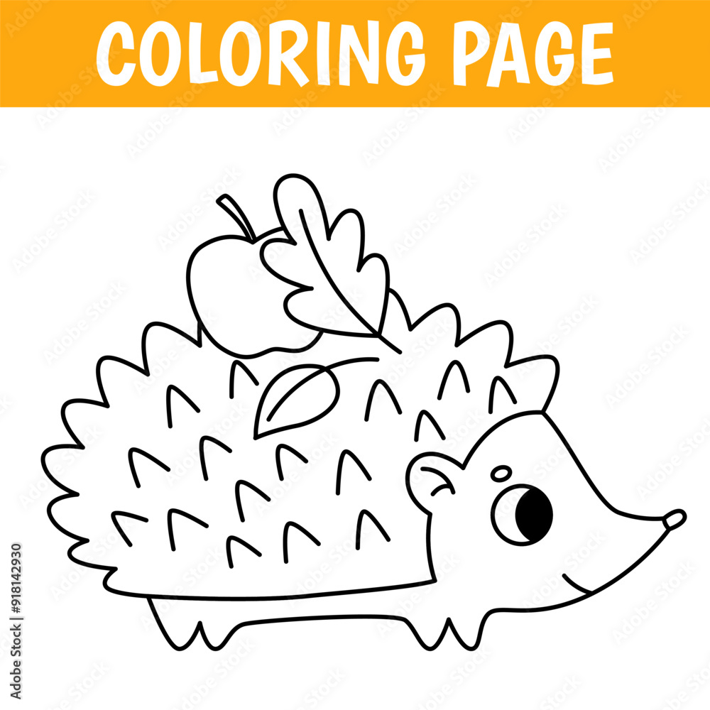 Animal coloring page, cute print with line hedgehog. Printable ...