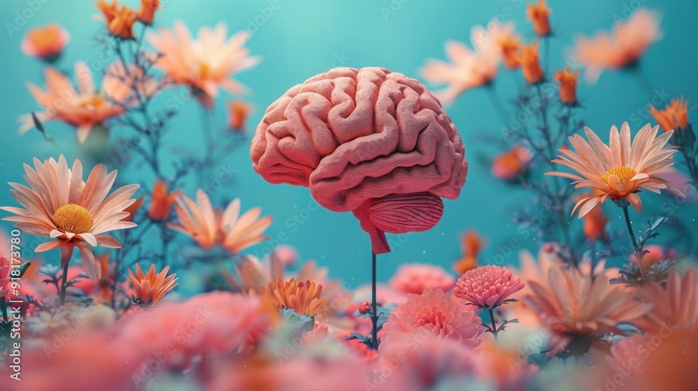 Flourishing Mind: Self-Care and Mental Health Concept with Human Brain ...