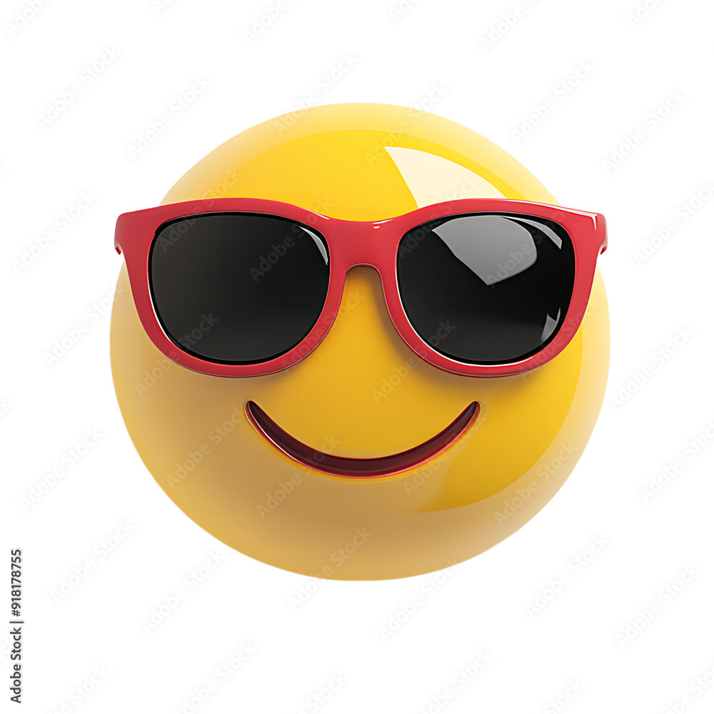 Smiling face with sunglasses three-dimensional emoji,3d cheerful ...