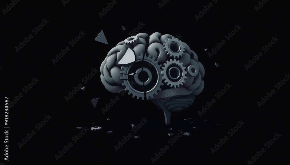 striking vector art showcases a brain composed of gears and cogs with ...