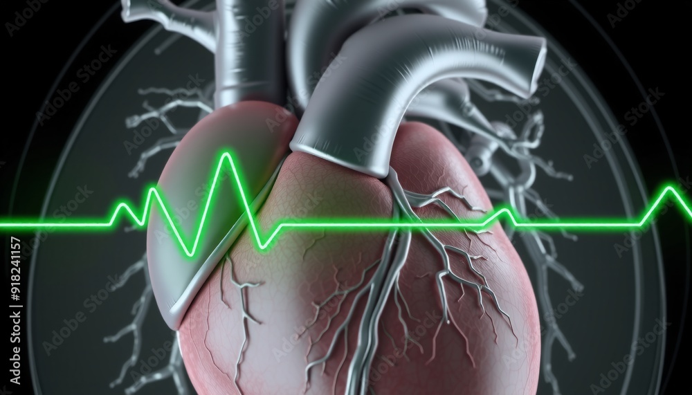 central hyper-realistic CT model of a heart detailed veins and arteries ...