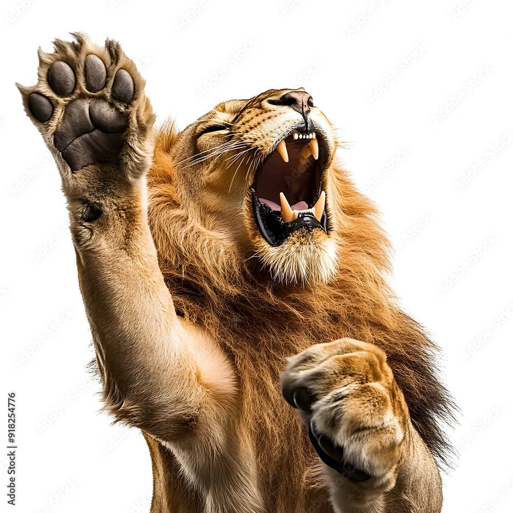 Majestic Lion Roaring with Powerful Pose on white transparent ...