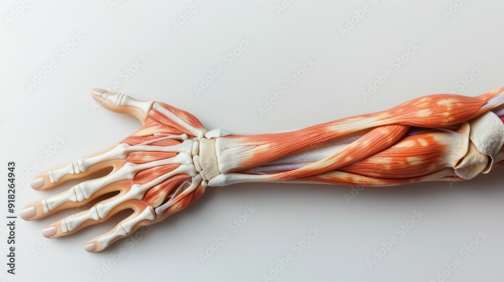 Diagram showing the forearm muscles and bones. Stock Photo | Adobe Stock