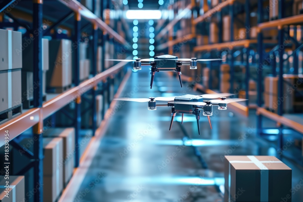 High-Tech Drone Fleet in Synchronized Delivery Operations - Futuristic ...