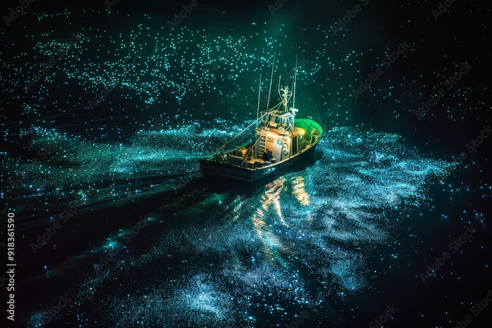 Glowing plankton.Bioluminescent plankton.Glowing beach.A surreal shot ...