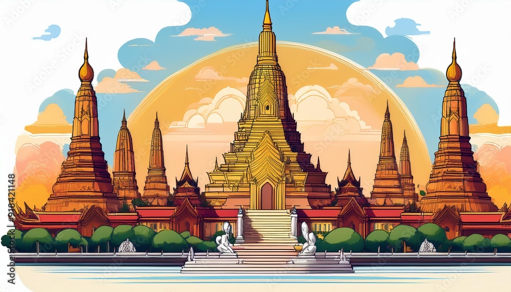 Buddhist Temples- Cartoon or detailed representations of famous ...