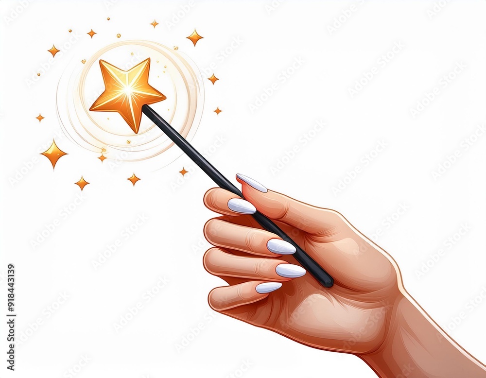 Witch Wizard Hand Holding Magic Wand Symbol Cartoon Illustration Vector ...