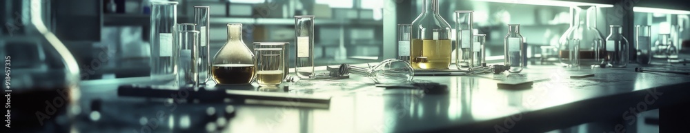 Abandoned Laboratory with Scattered Test Tubes and Equipment on the ...