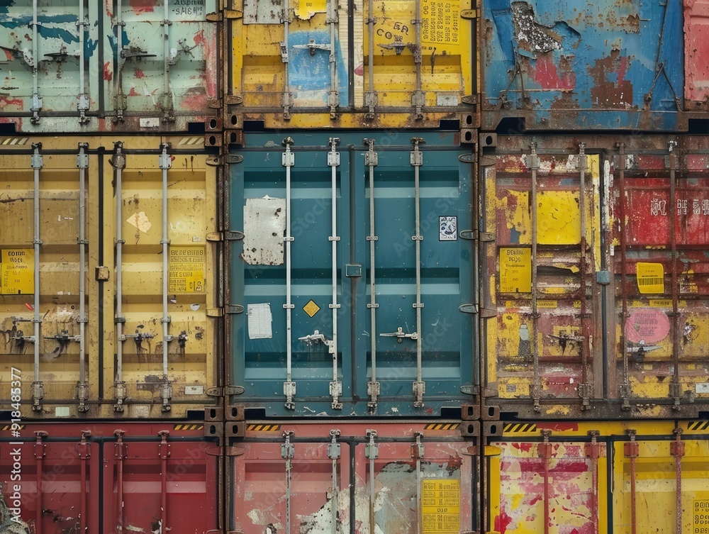 Foto de Stock Detailed shots of shipping labels, barcodes, and ...