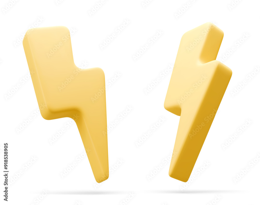 3d vector illustration set of yellow charger symbol with rotation ...
