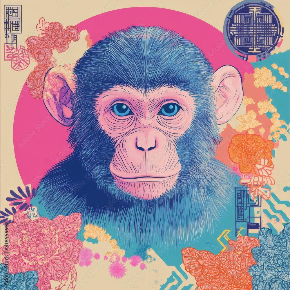 Elegant Monkey Zodiac Party Poster for the Future Year of the Monkey ...