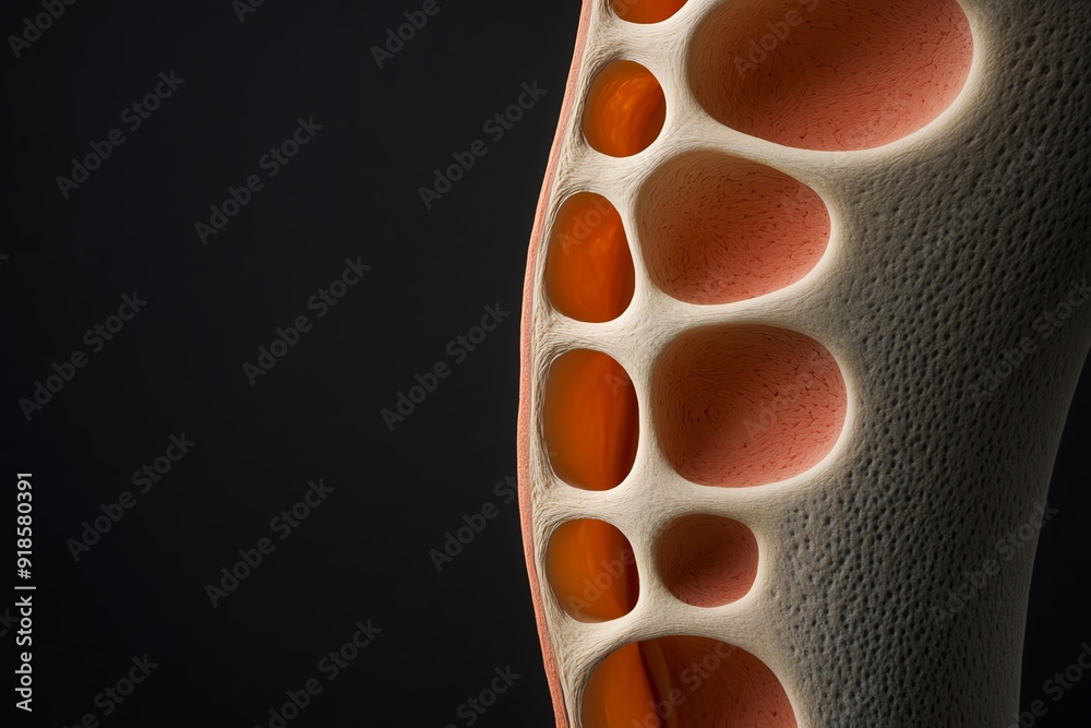 Detailed view of bone marrow inside a femur, highlighting the ...