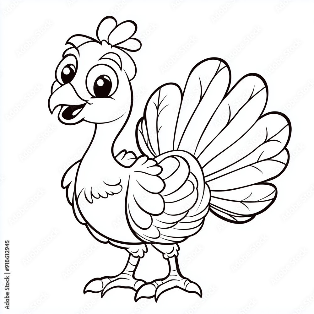 Fun Turkey Coloring Page for Kids in Cartoon Style Stock Photo | Adobe ...