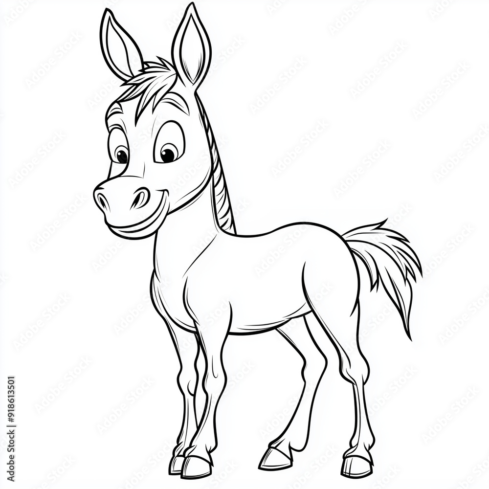 Cartoon Mule Coloring Page for Kids on White Background Stock ...