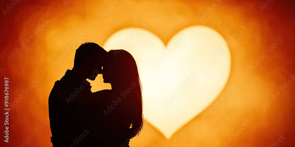 Heartfelt Embrace: Two people in silhouette hugging, the outline of a ...