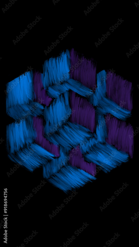 neon retro style furry texture glowing fuzzy blocks 3d optical illusion ...