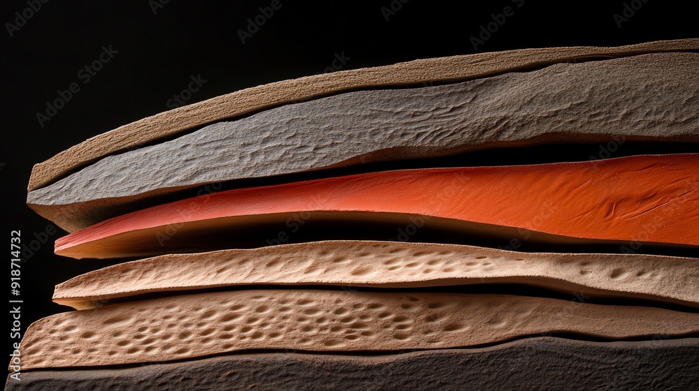 Detailed view of the layers of the skin showing the transition from ...