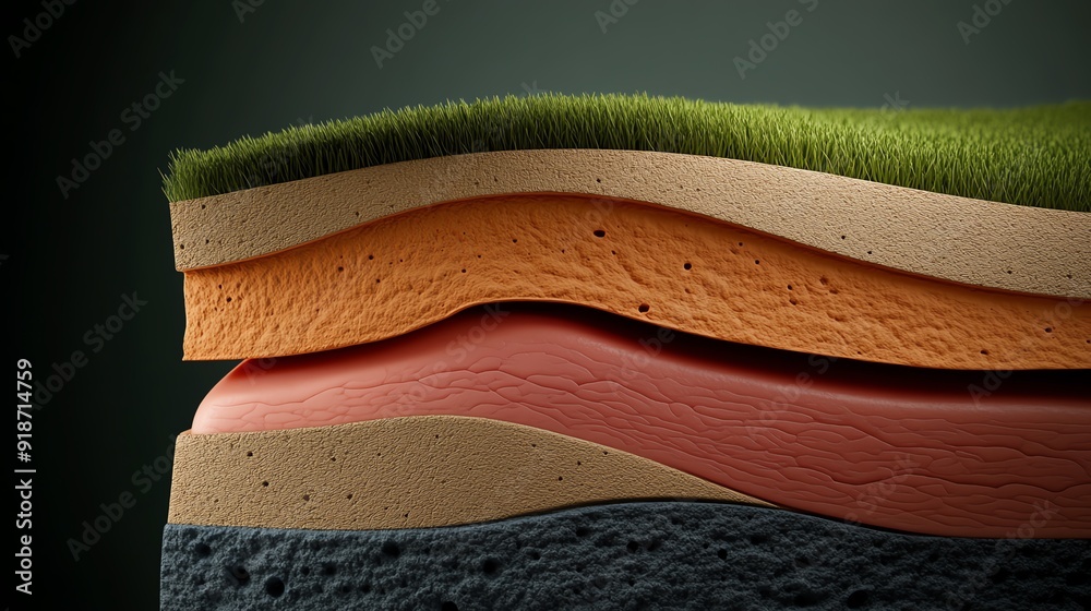 Detailed view of the layers of the skin showing the transition from ...