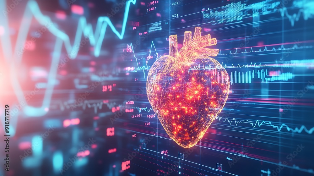 Futuristic Heart Model with Vital Signs Displaying Advanced Medical ...