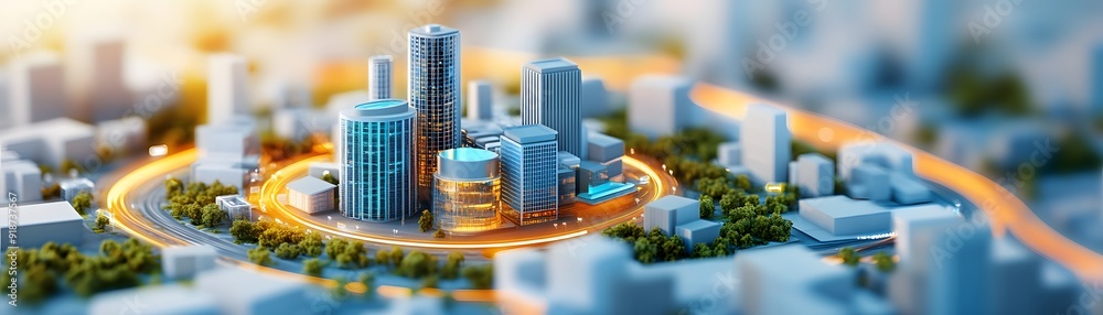 Futuristic Urban District 3D Visualization with Innovative Architecture ...