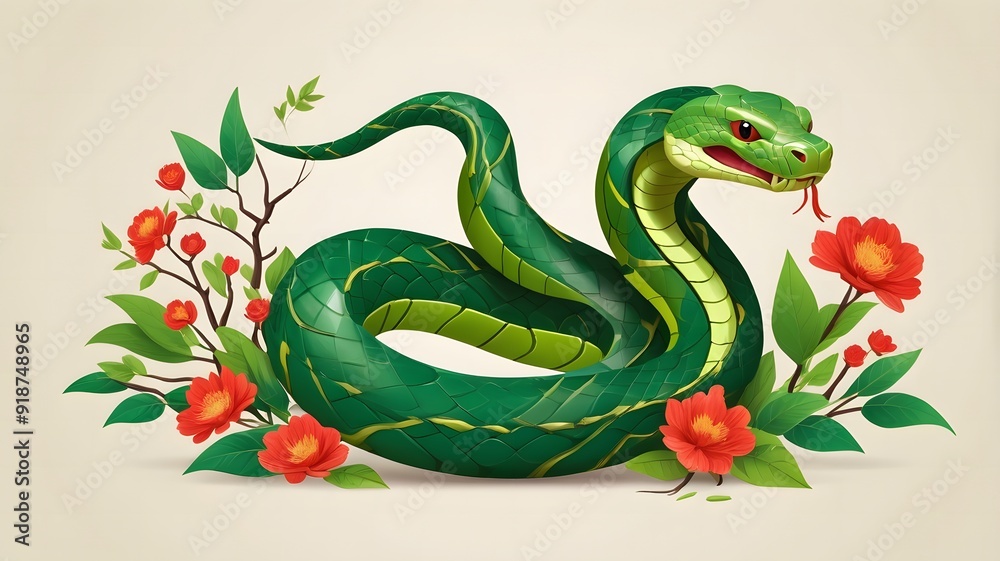 Ilustración de Stock Green snake illustration concept graphic design ...