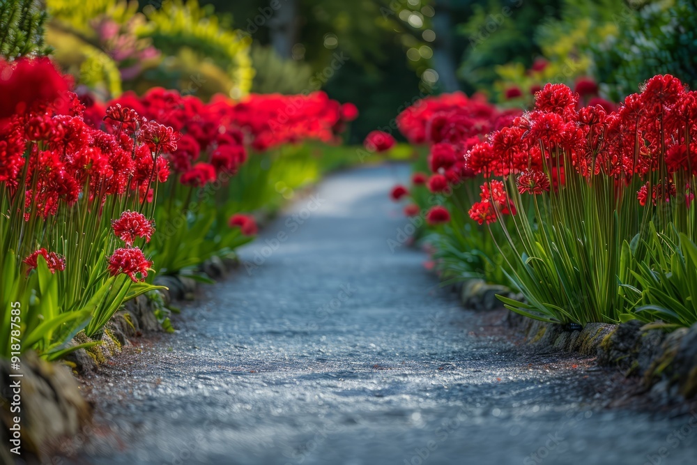 Lycoris radiata.Equinox flower.Red magic lily.Red spider lily.A high ...