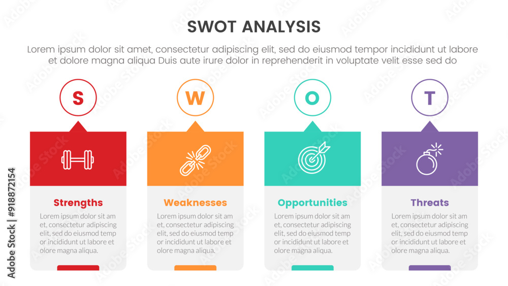 swot analysis concept infographic template banner with timeline style ...
