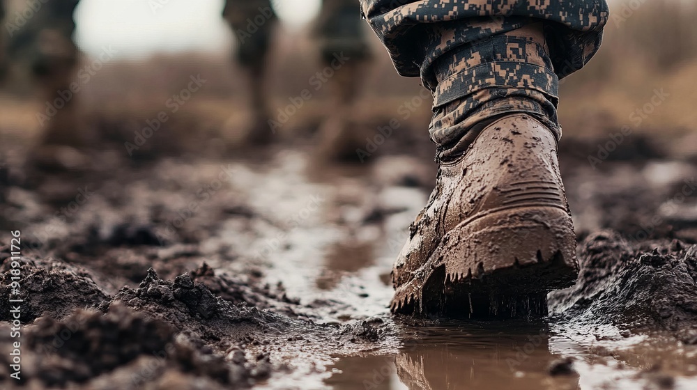 Soldier's Boot in Mud, Vietnam War - 1967 Stock Photo | Adobe Stock