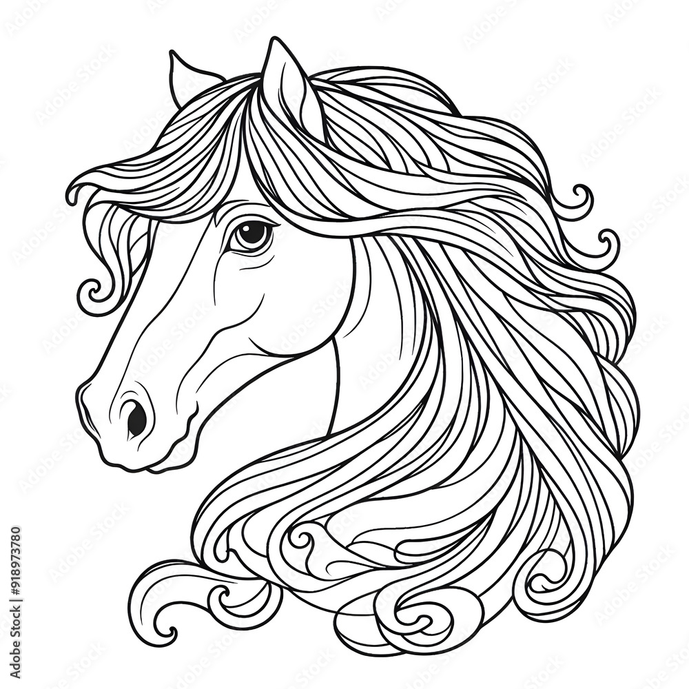 Hand drawn zentangle horse for adult coloring page, art therapy ...