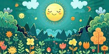 Smiling Sun Over Flower Garden Free Stock Photo - Public Domain Pictures