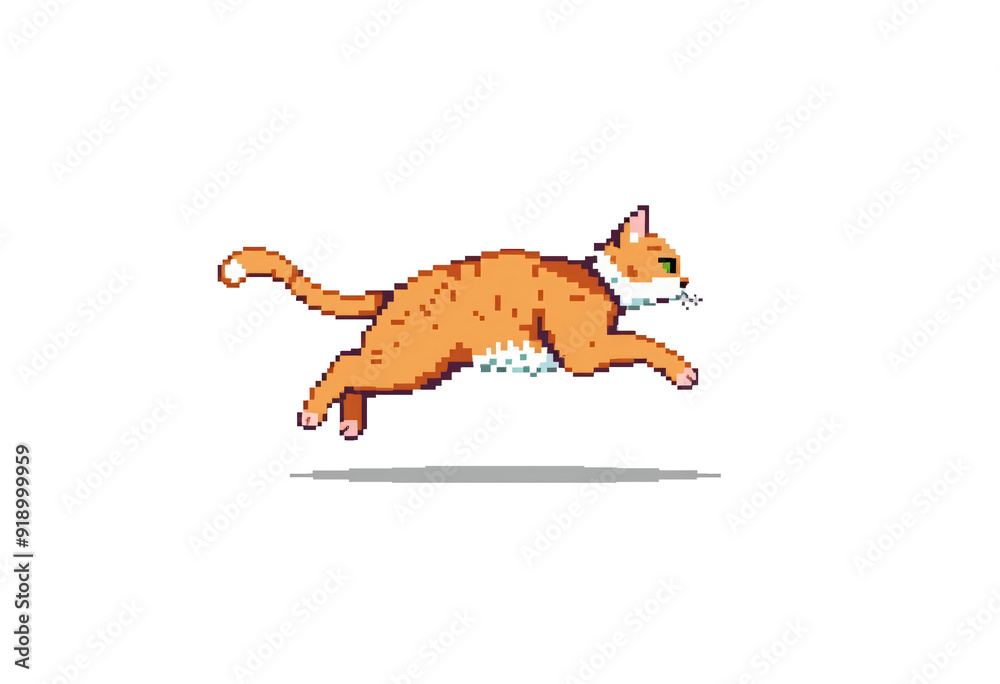 pixel art cat on transparent isolated background icon illustration ...