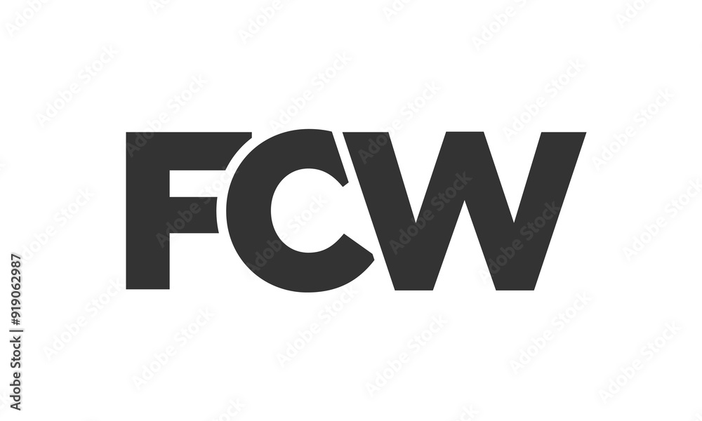 FCW logo design template with strong and modern bold text. Initial ...