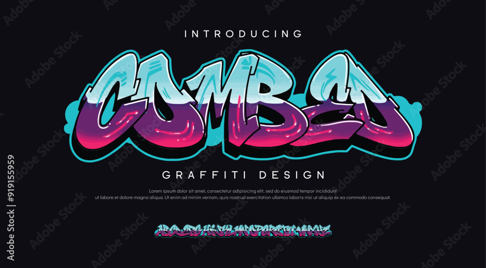 Graffiti Bubble Alphabet, Dripping gradient color paint font with ...