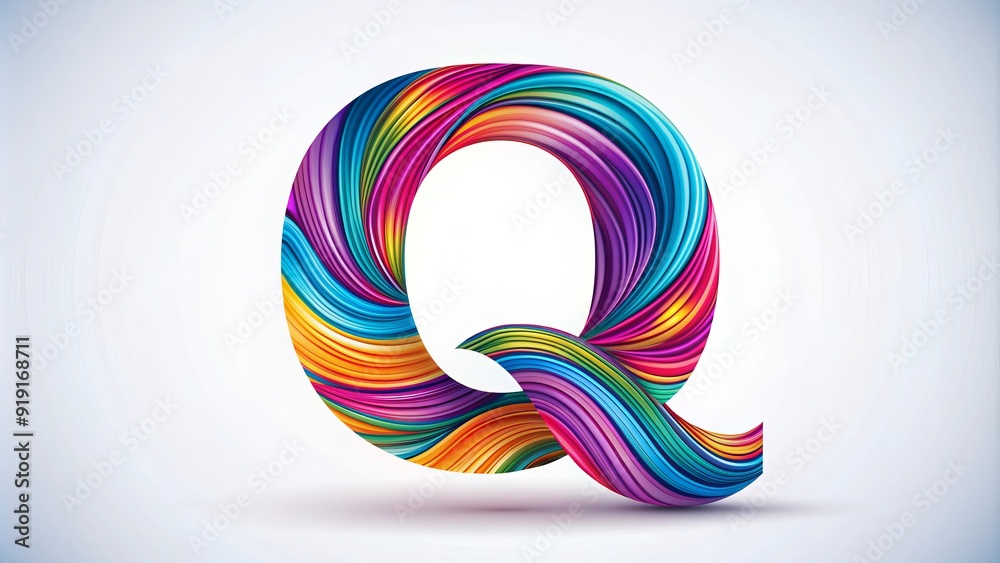 Stylized uppercase letter Q made up of swirling shapes and lines ...