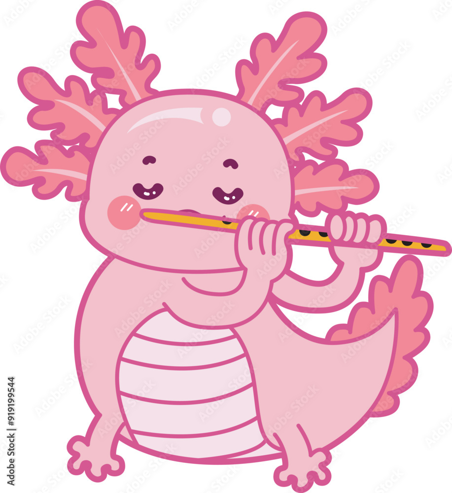 Illustration of cute axolotl activities icon. Funny pink axolotl in ...