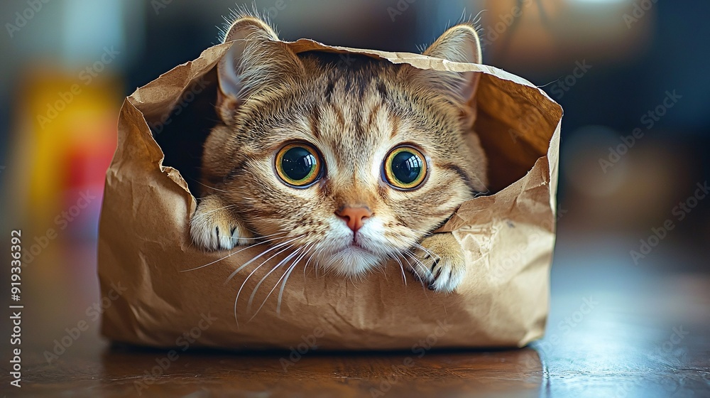 Adorable Cat in Humorous Predicament Struggling to Navigate with Its ...