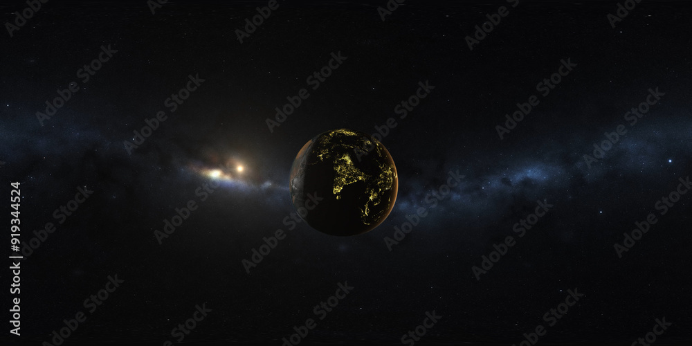 360 degree 4K VR space background with Planet Earth in Space ...