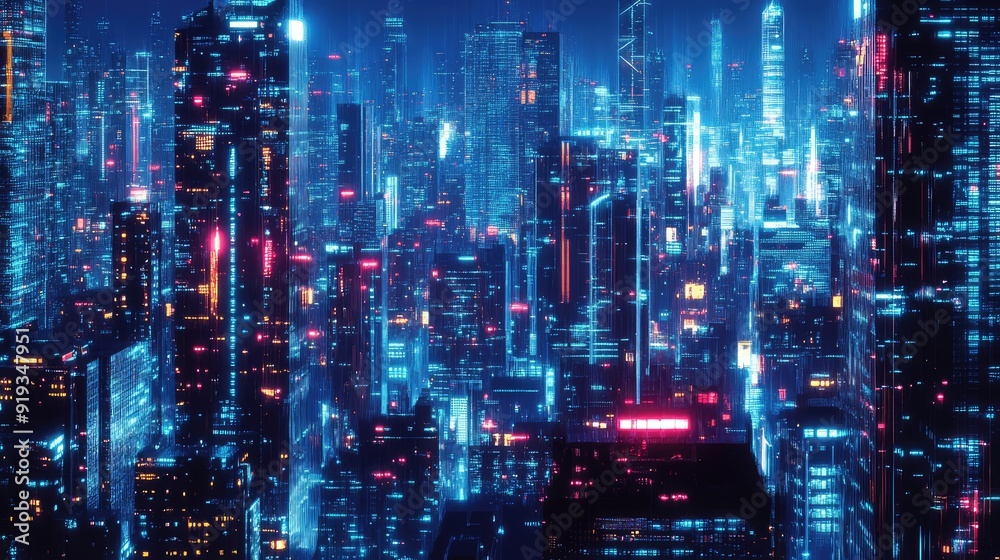 Big city night scene in cyberpunk style, futuristic nostalgia 80s, 90s ...