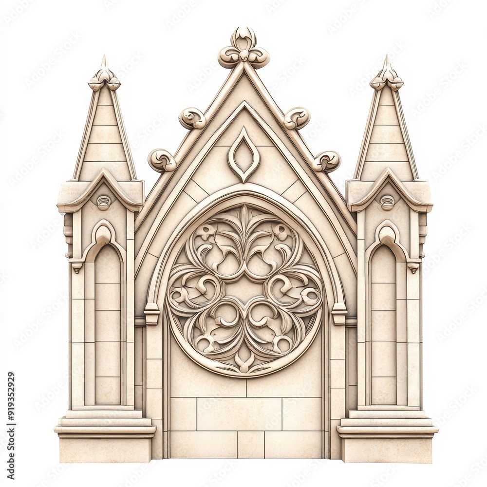 Ornate stone gable with trefoil patterns showcasing architectural ...