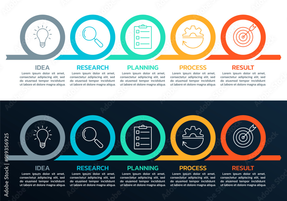 5 steps, option infographic with business icons. Process diagram ...