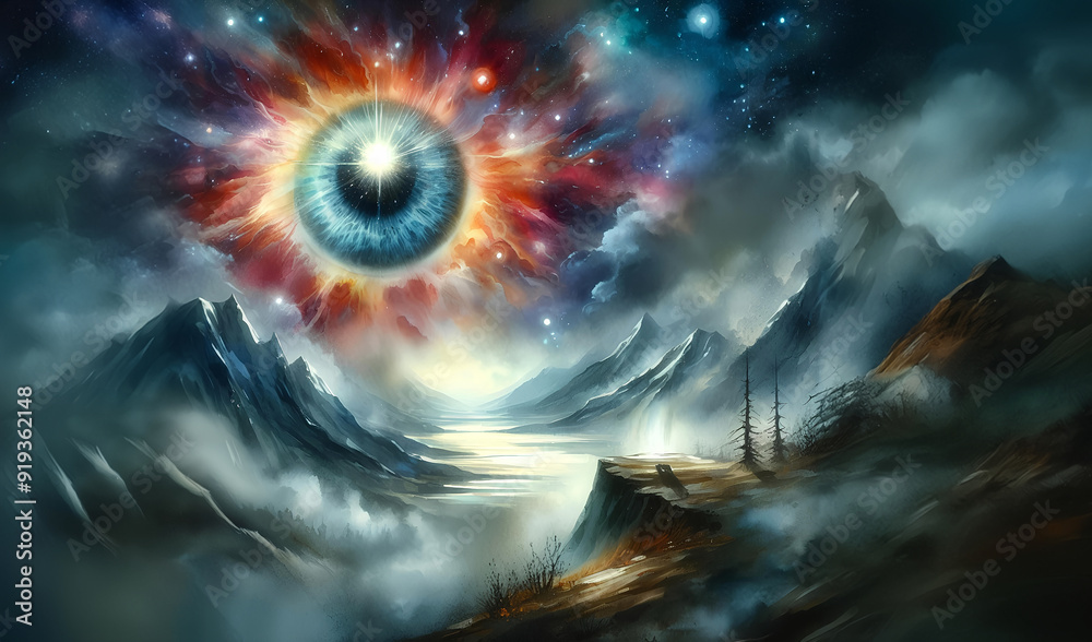 Watercolor painting The Eye of the Universe evokes a powerful sense of ...