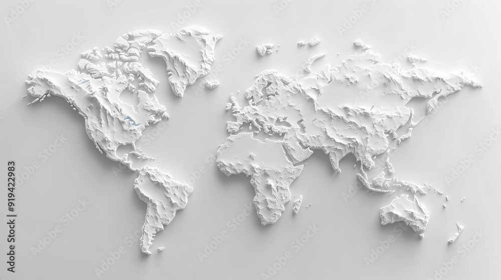 3D White World Map. Stock Illustration | Adobe Stock