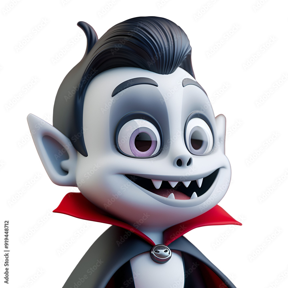 Cartoon Illustration of a Happy Vampire Halloween Character in 3D ...