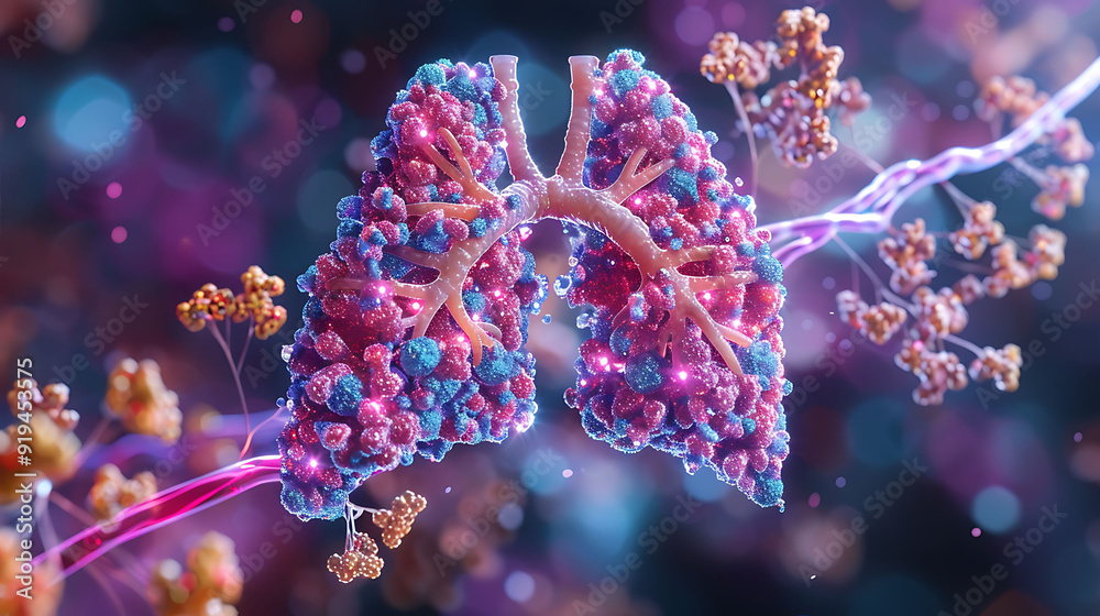 Ilustração Detailed macroscopic illustration of respiratory system ...