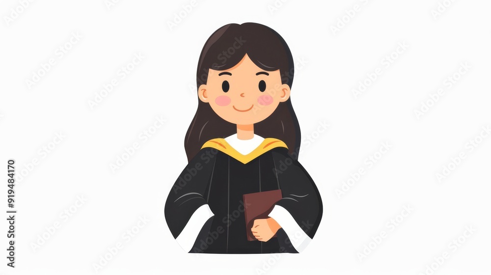Chibi judge, occupation character, flat design illustration, judicial ...